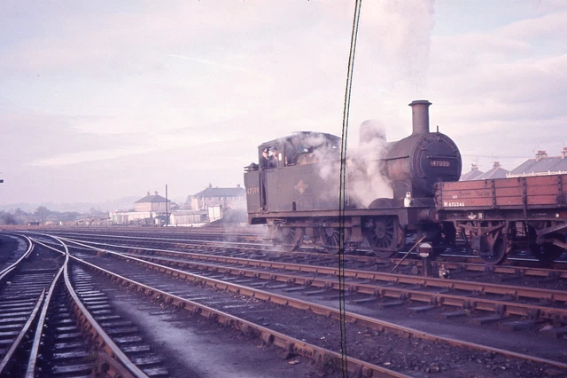 ORIGINAL STEAM SLIDE . BR ex-LMS 3F JINTY Steam Loco 47599 . Skipton ...