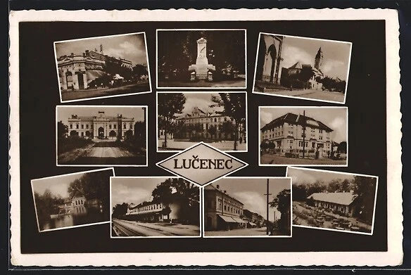 LUCENEC, VUE MONUMENT, partie de rue avec église, carte postale EUR 5 ...