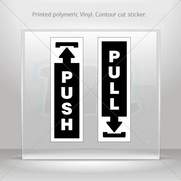 STICKERS DECAL PUSH - Pull Atv Bike Garage bike polymeric vinyl st5 ...