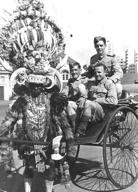 WW2 PHOTO POSTCARD British Military Soldiers South Africa Rickshaw ...