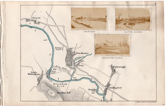 1873 HENRY TAUNT River Thames Map, Burcot, Shillingford, Warborough ...