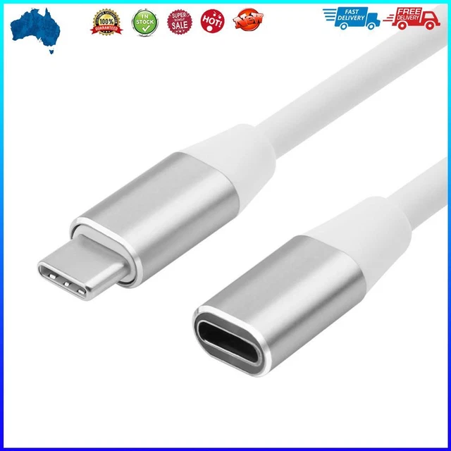 TYPE C EXTENSION Cable USB-C Male to Female Charging Data Wire (Silver ...
