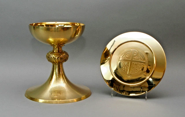 CALICE RELIGIEUX ARGENT VERMEIL et PATENE- CHALICE SILVER -RELIGIOSA ...