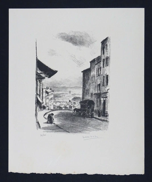 BERTHOLD MAHN LITHOGRAPHIE originale de 1931 Signée crayon Lyon Gerbe d ...