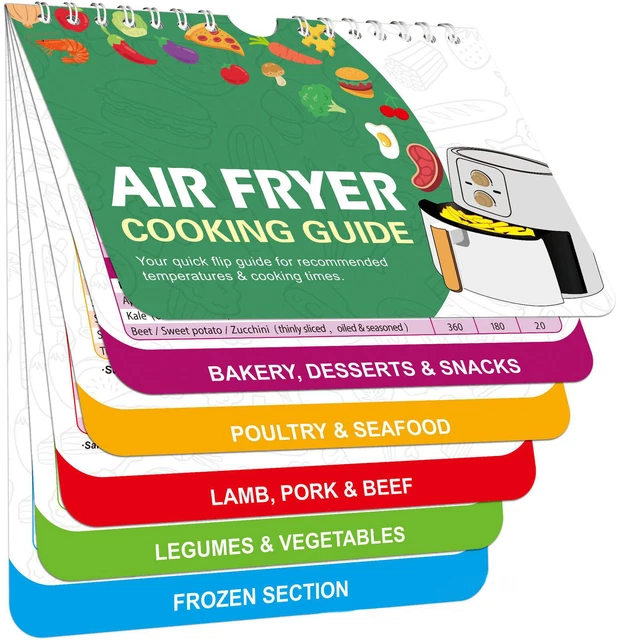 AIR FRYER CHEAT Sheet Cooking Guide Booklet Times Chart Set Magnetic ...