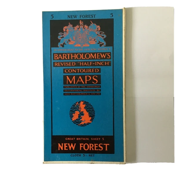 VINTAGE CLOTH BARTHOLOMEW'S Revised Half-Inch Contoured Map No.5 New ...
