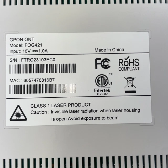 FRONTIER GPON ONT FOG421 Optical Network Terminal Only $20.62 - PicClick CA