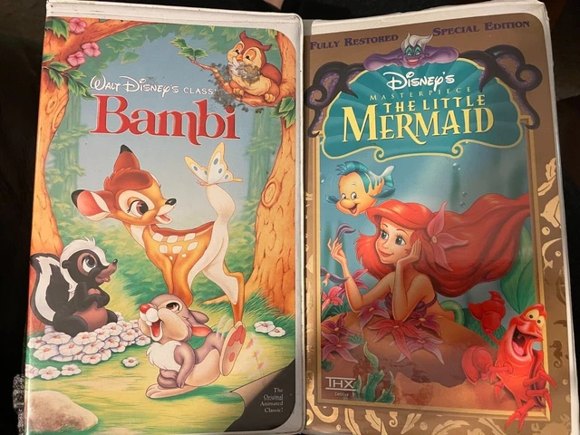 DISNEY VHS CLASSICI Bambi E Masgerpiece Little Sirena Film, Usati Buoni ...