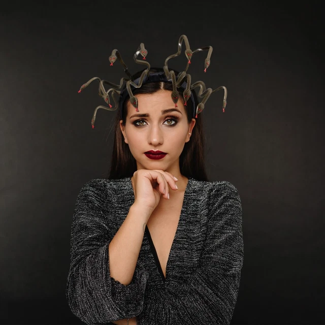MEDUSA COSTUME HEADBAND Headdress for Mardi Gras Halloween Carnival ...