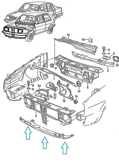 VW GOLF MK2 JETTA MK2 GTI 16V Front Valance Lower Metal Panel EURO ...