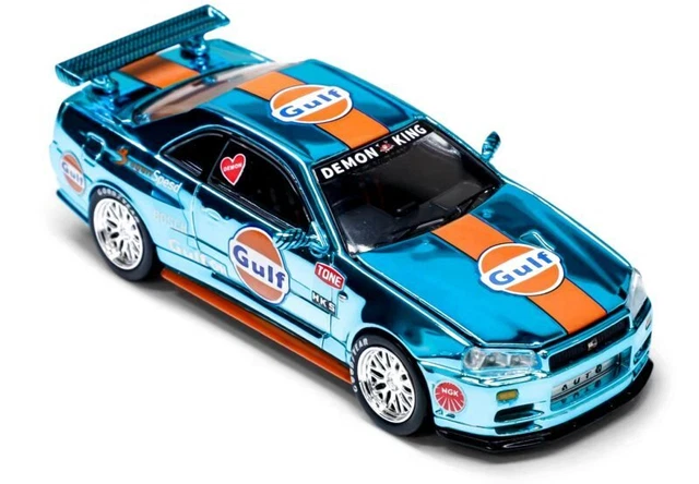 NISSAN SKYLINE GT-R (R34) - Nismo Z Tune - Chrome GULF - DKA 1:64 EUR ...