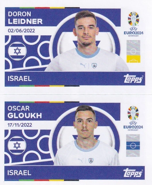 TOPPS EURO 2024 sticker Israel ISR 8 & 9 Doron Leidner - Oscar Gloukh £ ...