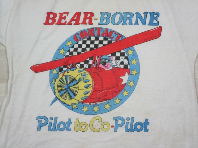 VINTAGE BEAR-BORNE PILOT to Co-Pilot Long Sleep Night T Shirt Planes ...