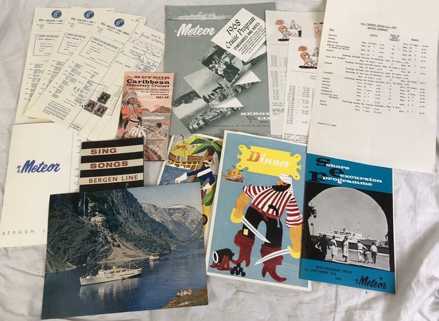 METEOR CRUISE SHIP, Liner, Ephemera, Bergen Line, 1967 Mediterranean ...