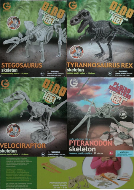 GEOWORLD KIT SCAVO Scheletro Dinosauri a Scelta Velociraptor T-Rex EUR ...