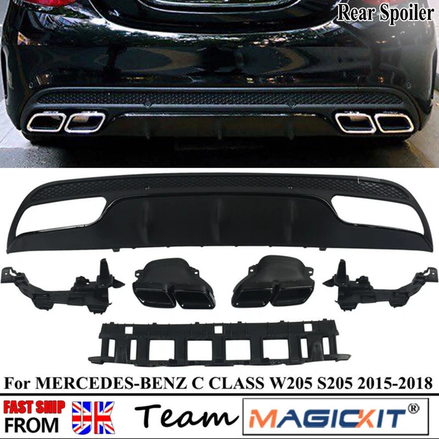 C63 STYLE REAR Diffuser & Exhaust Tips for Mercedes-Benz C Class W205 ...