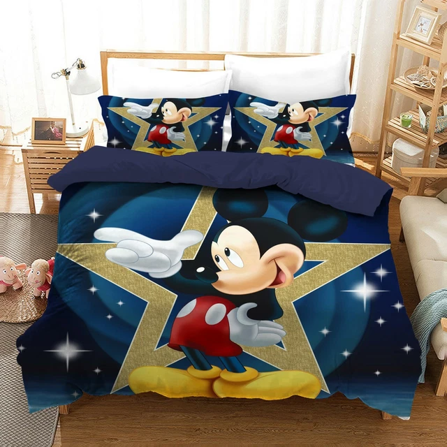 BLUE MICKEY MOUSE Quilt/Duvet/Doona Cover Set Single Double Queen Size ...