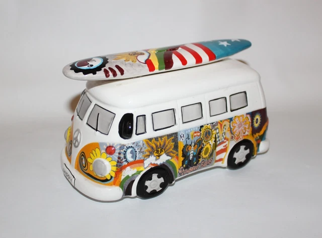 VW STYLE MULTI Coloured Ceramic Hippy Camper Van Money Box £6.99 ...