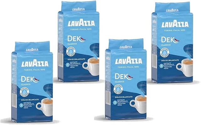 LAVAZZA DEK DECAFFEINATED Natural Method Ground Coffee 250g (Pack of 4 ...