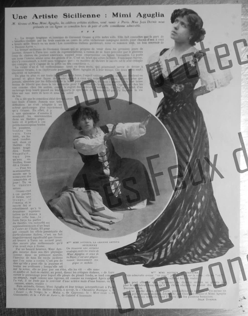 MIMI AGUGLIA ATTRICE SICILIANA 1908 document photo clipping EUR 11,00 ...