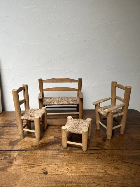 MOBILIER MAISON DE Poupée en Bois et Paille EUR 14,80 - PicClick FR