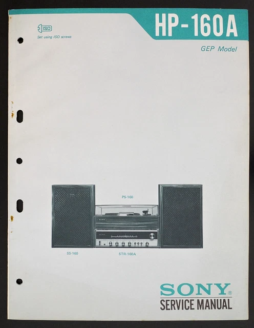 GENUINE SONY HP-160A+STR-160A+SS-160 Service Manual/Diagram/Part List ...