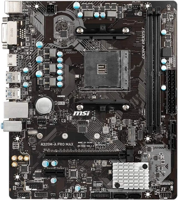MSI A320M-A PRO MAX Motherboard Socket AM4 A320 DDR4 S-ATA 600 MicroATX ...
