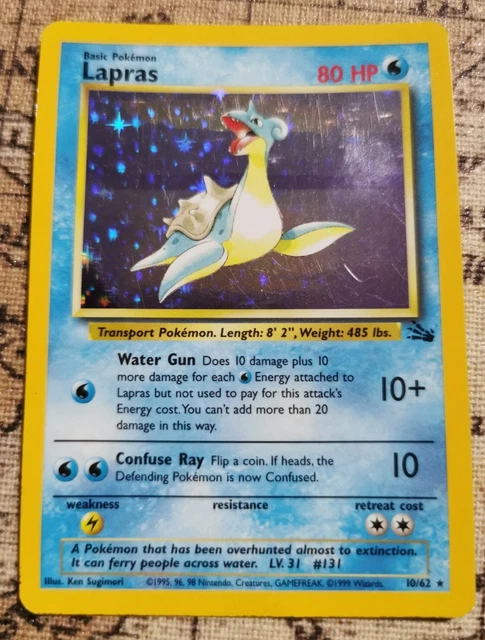 POKEMON CARD - Lapras 10/62 - Fossil Set - WOTC - Rare Holo - Moderate ...