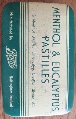 OLD BOOTS MENTHOL & Eucalyptus pastilles tin.Collectible retro vintage ...