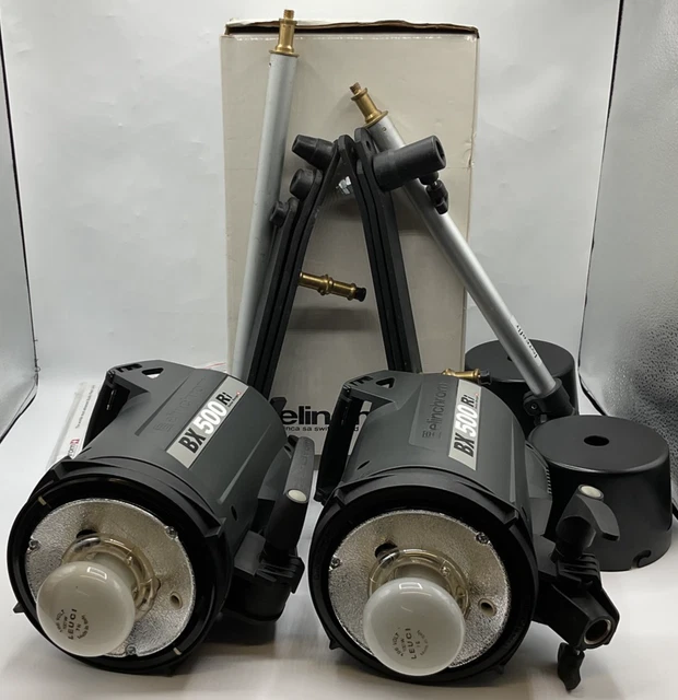 2X ELINCHROM BX 500 Ri Studio Flash Light Heads w/Accessories+Box (FREE ...