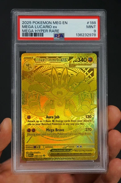 POKEMON MEGA EVOLUTION 188 Mega Lucario ex Gold Hyper Rare PSA 9 £0.74 ...
