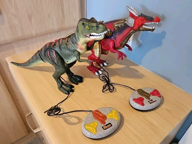 VINTAGE T-REX & Dragon Remote Control - Large Mighty Megasaur Walking ...