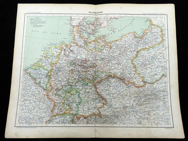 ANTIQUE MAP OF Germany The German Empire Prussian States Prussia FRENCH ...