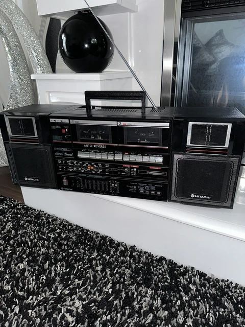 HITACHI TRK- GHETTOBLASTER BoomBox Stereo Cassette Player Radio Vintage ...