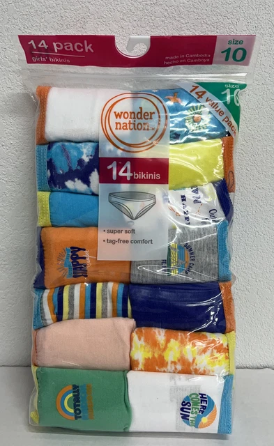 WONDER NATION GIRLS Bikini Underwear 14-Pack Summer Themed Size 10 £6. ...