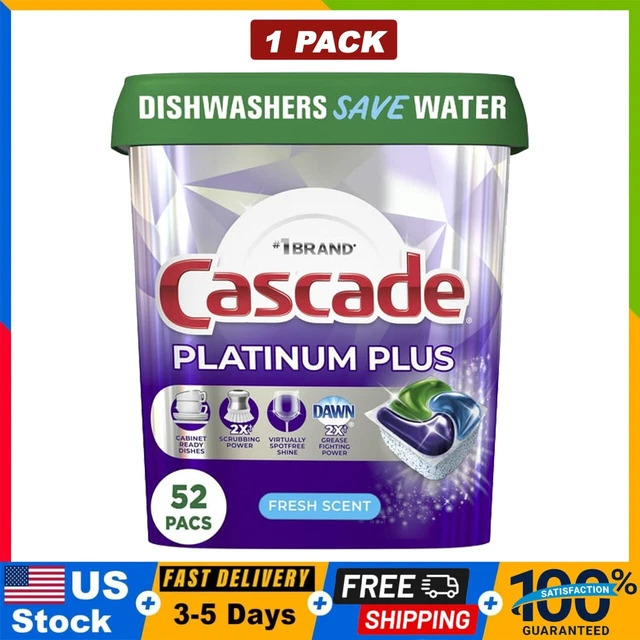 CASCADE PLATINUM PLUS Dishwasher Pod, Dish Detergent ActionPacs, Fresh ...