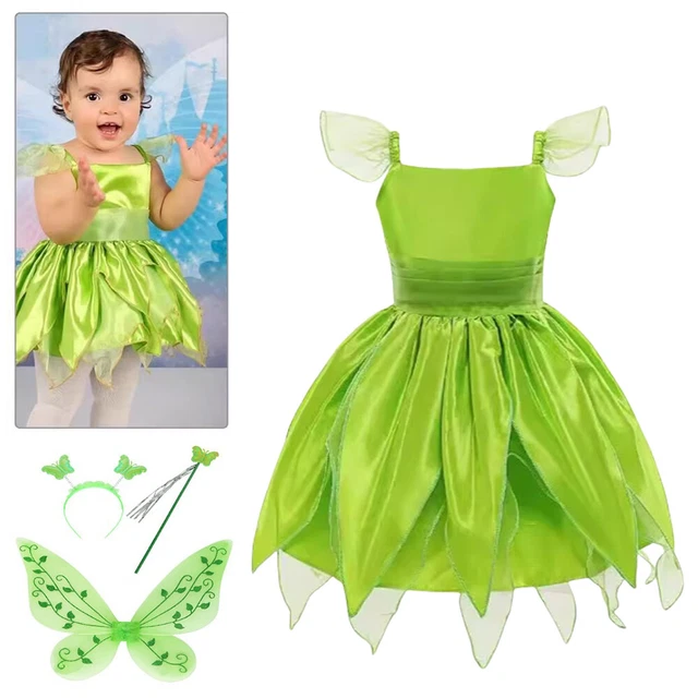 KID TINKERBELL FAIRY Pixie Fancy Dress Girls Princess Cosplay Costume ...