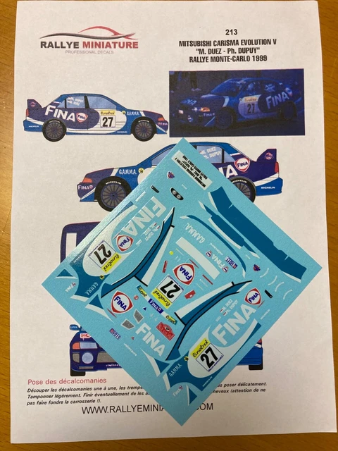 DECALS 1/43 MITSUBISHI Lancer Duez Rallye Monte Carlo 1999 Wrc Rally ...