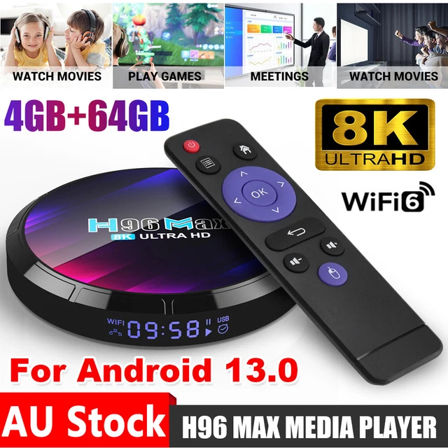 4+64G 2024 UPGRADE 8K TV Box WIFI6 5G Bluetooth Android H96 Smart Media Player $50.95 - PicClick AU