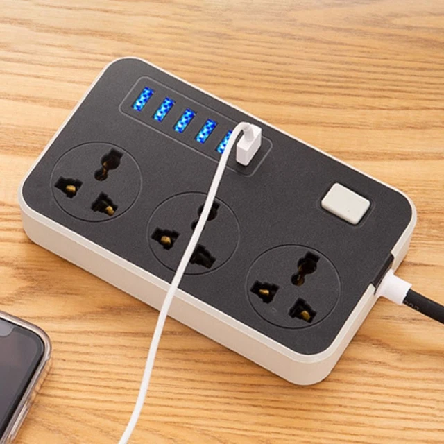 UK EU US Outlet Power Strip 2m Extension Cord Extended USB Socket ...