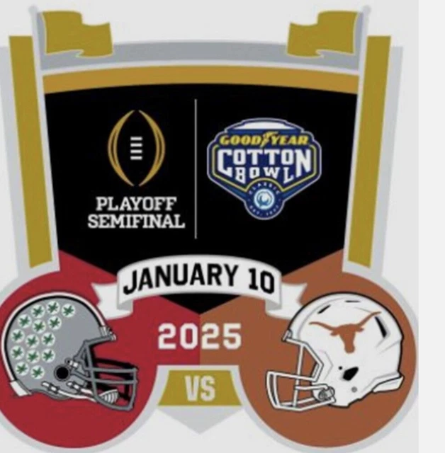 2025 COTTON BOWL Ohio State Buckeyes Texas Longhorns CFP Semi-Finals Aminco Pin $29.37 - PicClick AU