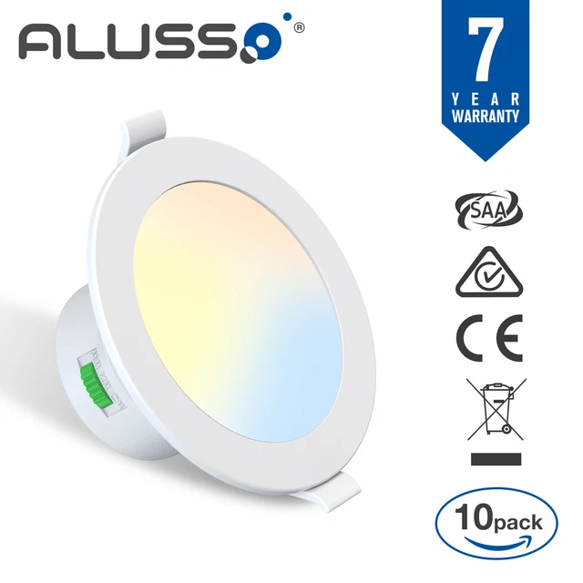 70MM 90MM 120MM LED Downlight Kit Dimmable Tri-Color Flat/Recessed 10W ...
