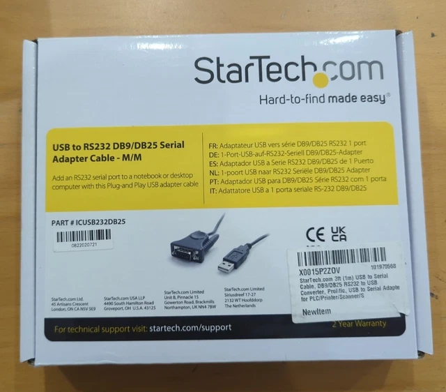 ICUSB232DB25 STARTECH USB to RS232 DB9/DB25 Serial Adaptor Cable - M/M ...