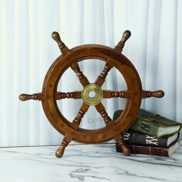 PIRATE VINTAGE NAUTIQUE Bateau Vaisseaux Mer Ancien Roue Mural Décor Bois 61cm EUR 59,77 ...