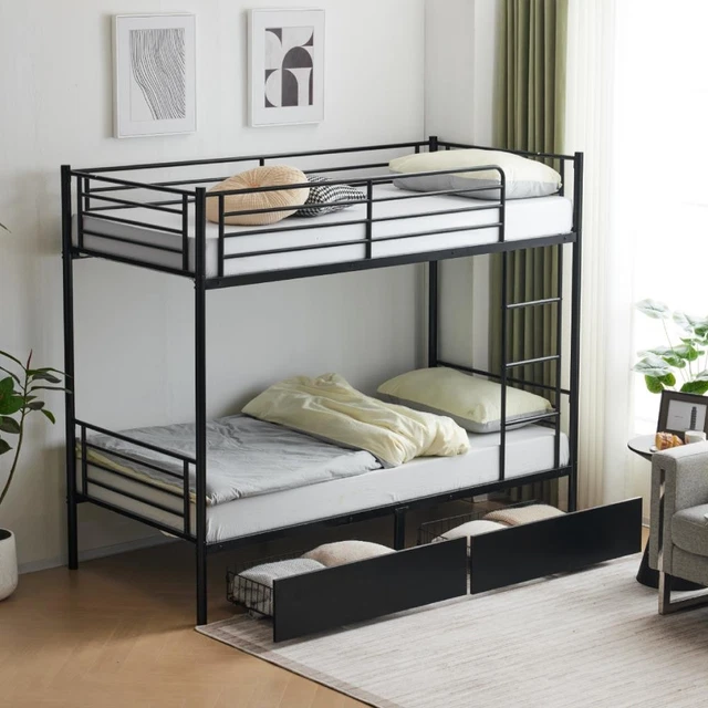 3FT BUNK BED Single Loft Sleeper Bed Frame with Ladder Two Drawers ...