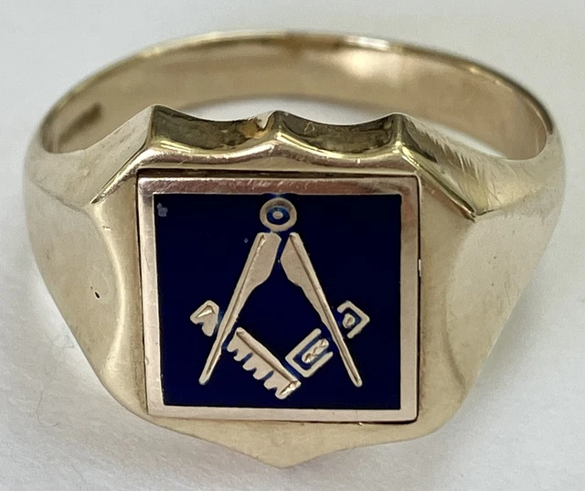 MASONIC 9CT YELLOW Gold &Blue Enamel Swivel Symbol/Gold Sheild Gents ...