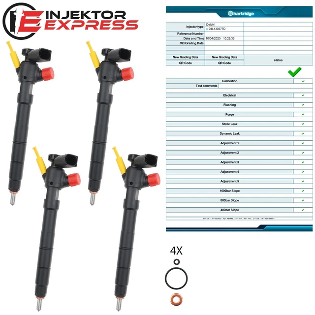 4X 04L130277D DELPHI Einspritzdüse Injektor Audi Seat Skoda VW 1.6 TDI ...