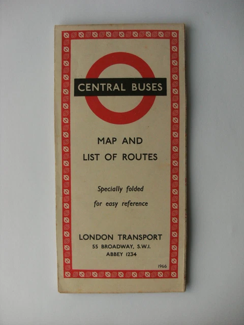1966 LONDON TRANSPORT Central Buses Route Map No 1 (Shop Ref LC6) £3.95 ...