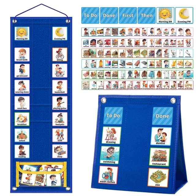 KIDS VISUAL SCHEDULE Calendar Chart 2 in 1 Autism Daily Chore Routine ...