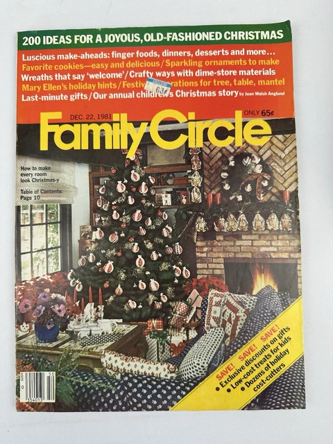 FAMILY CIRCLE MAG Christmas Issue 200 Ideas Mary Ellen Dec 22 1981 £9. ...